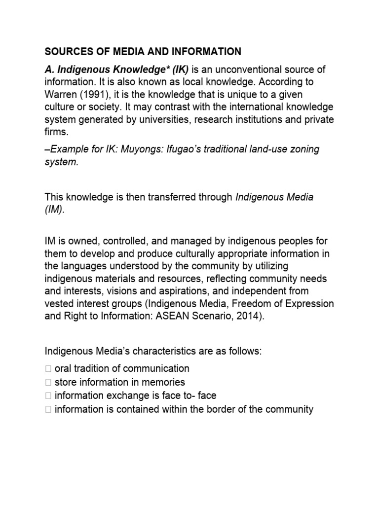 Indigenous and Library Information Sources | PDF | Internet | Information