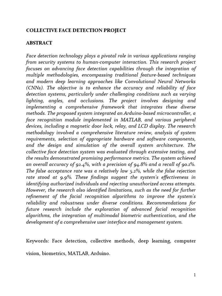 Collective Face Detection Project | PDF | Electric Motor | Biometrics