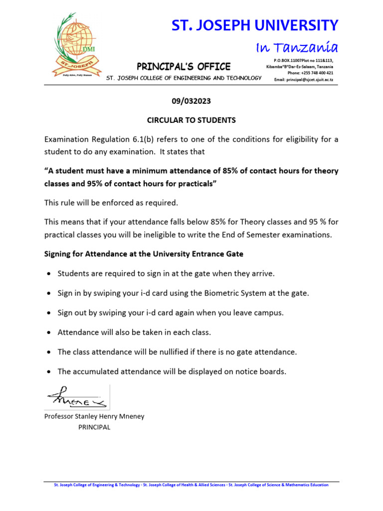 Attendance Students Circular - 2 | PDF