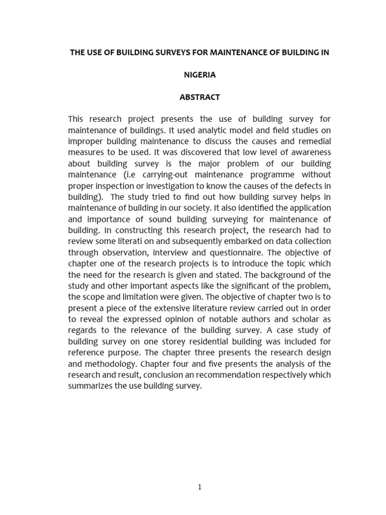 The Use of Building Surveys For Maintenance of Building in Nigeria | PDF | Survey Methodology ...