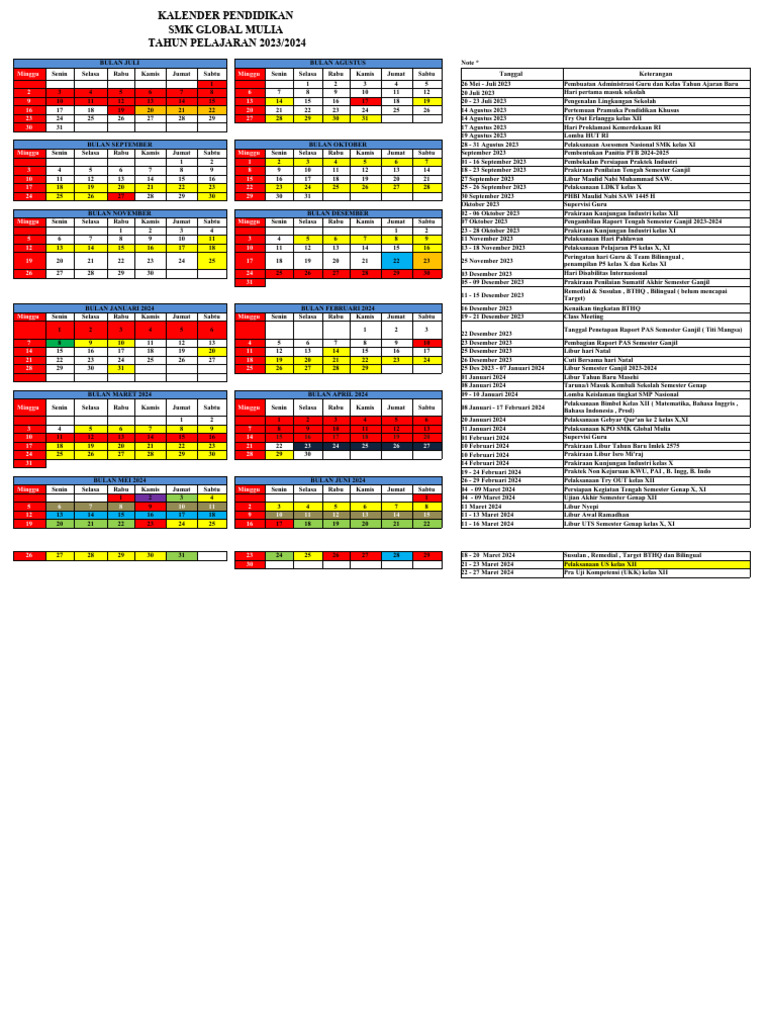 Kalender Pendidikan 2023-2024 Semester Genap | PDF
