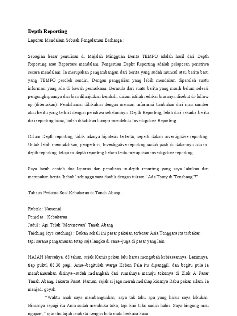 Contoh Depth Reporting | PDF