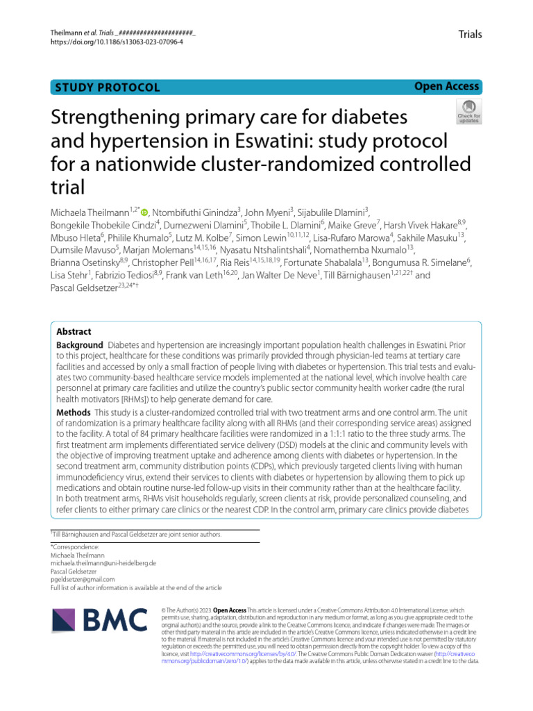 Protocol and Abstract | PDF | Hypertension | Health Care