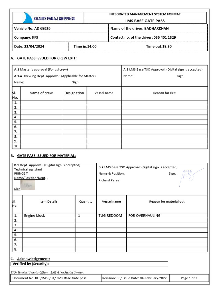 LMS Base Gate Pass Material Tug Redoom 22.04.2024 | PDF