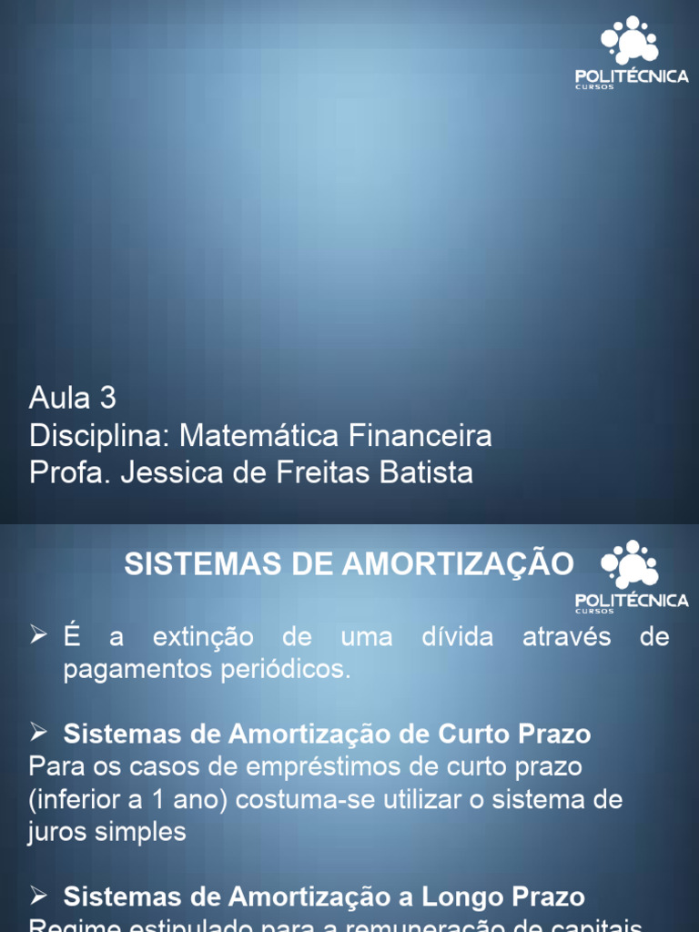 Aula 3 - Matemática Financeira | PDF | Juros | Fluxo de caixa