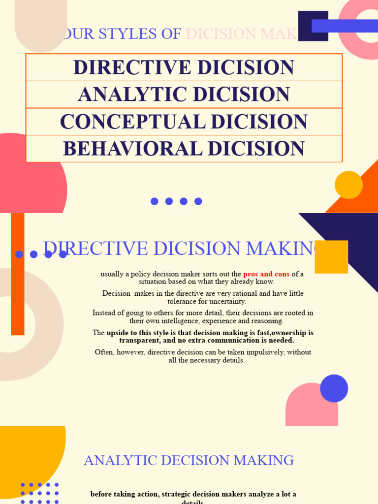 4 Styles of Dicision Making | PDF | Decision Making | Psychology