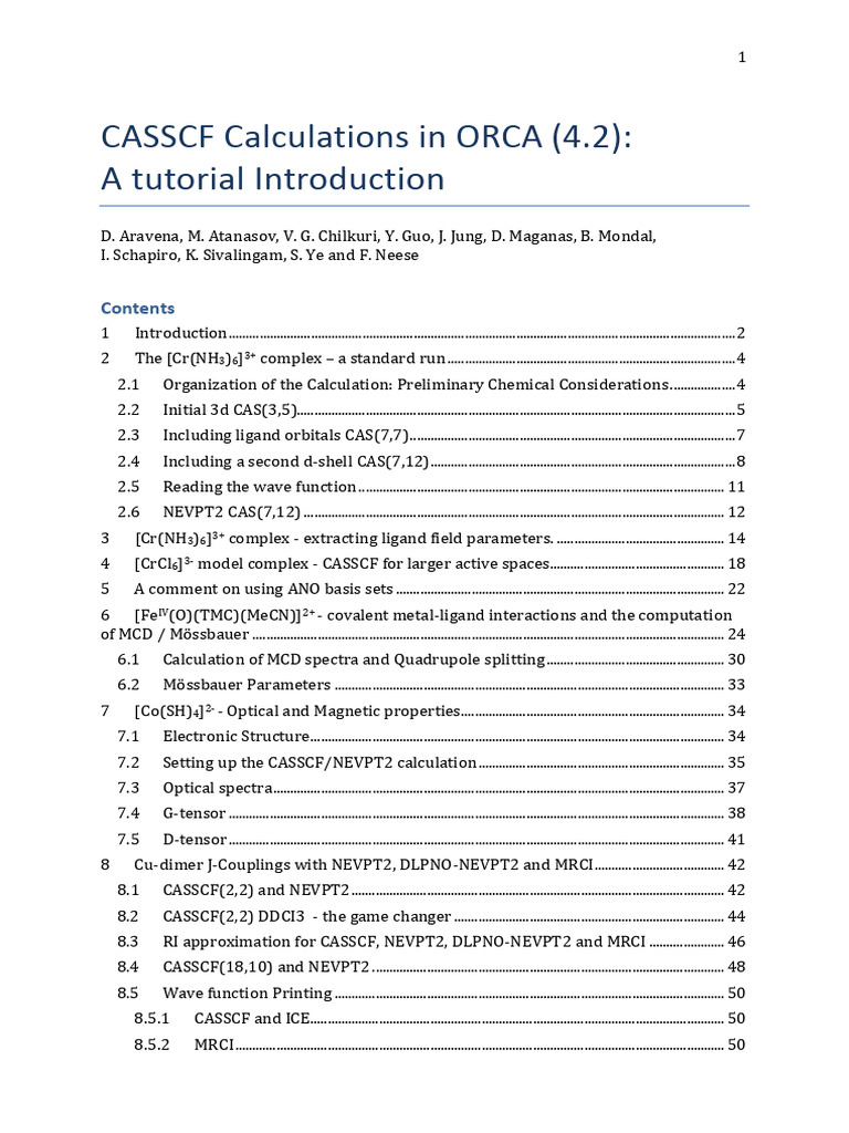 CASSCF Tutorial | PDF | Molecular Orbital | Coordination Complex