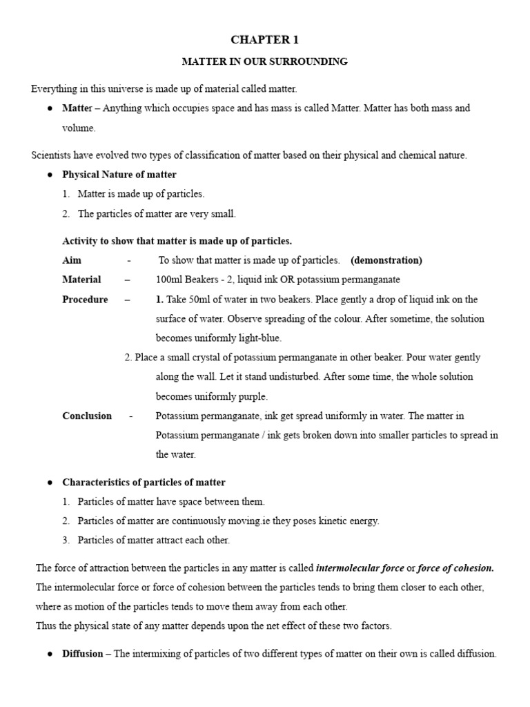 IX - Science - Chapter 1 - Matter - Notes | PDF | Gases | Evaporation