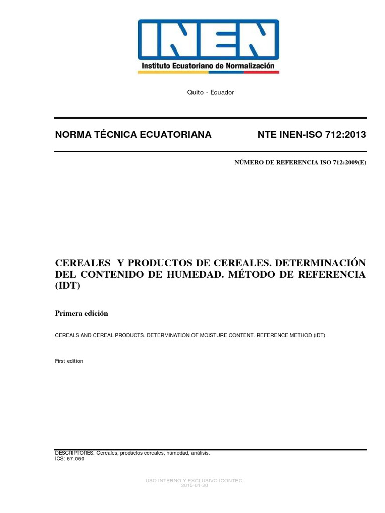 Iso 712 | PDF | Organización internacional para la estandarización | Alimentos basicos