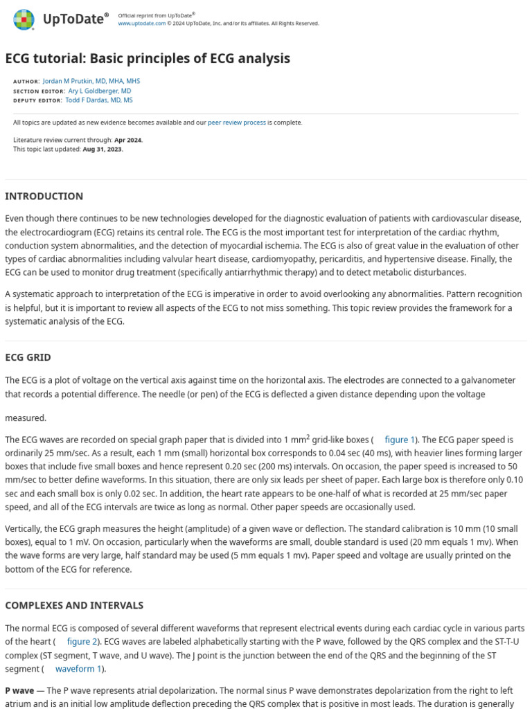 26A. ECG Tutorial - Basic Principles of ECG Analysis - UpToDate ...