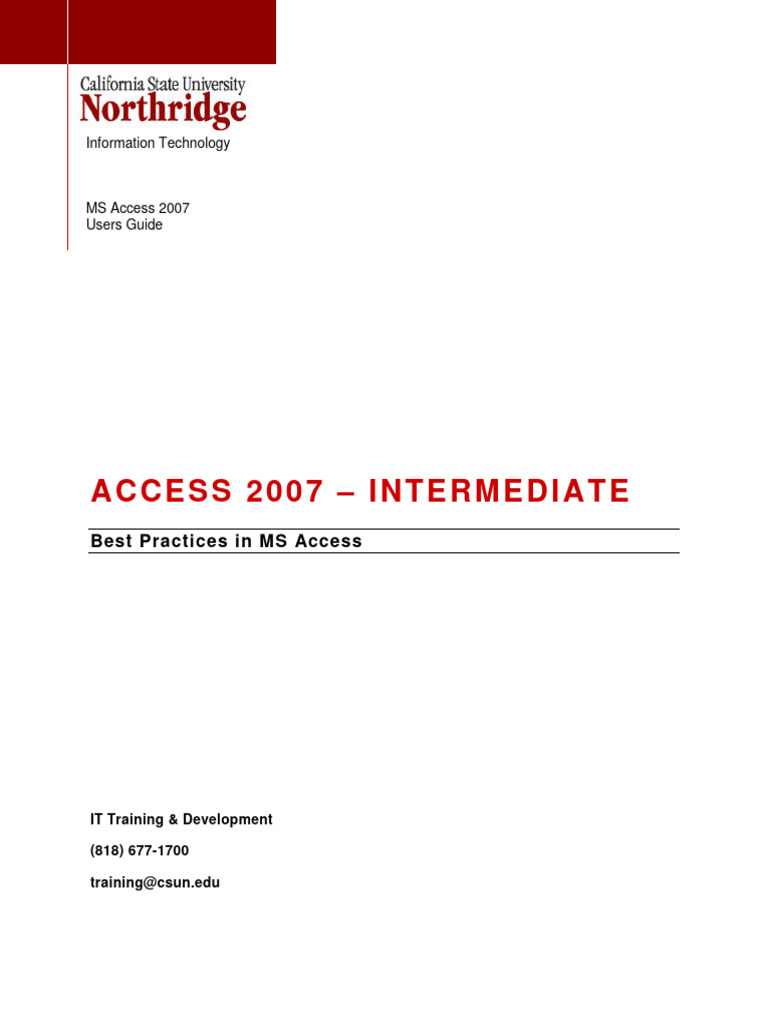 Access 2007 Intermediate | PDF | Microsoft Access | Table (Database)