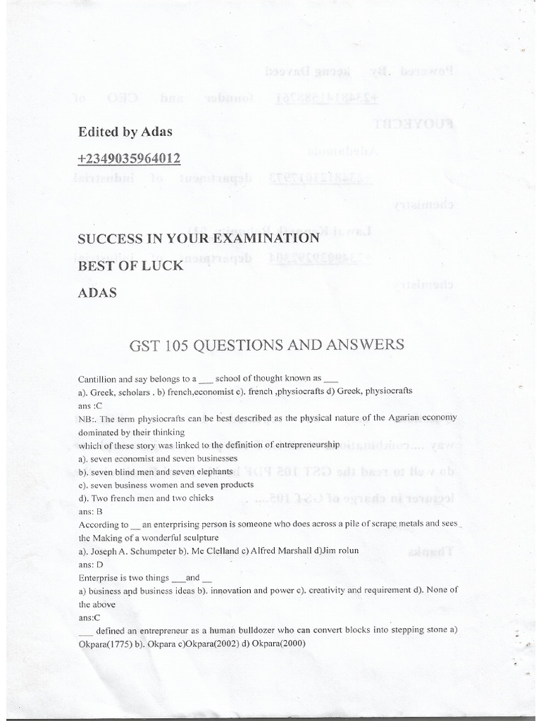 GST 105. Past Questions | PDF