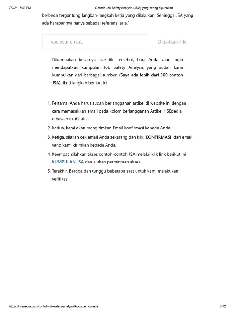 Contoh Job Safety Analysis (JSA) Yang Sering Digunakan3 | PDF