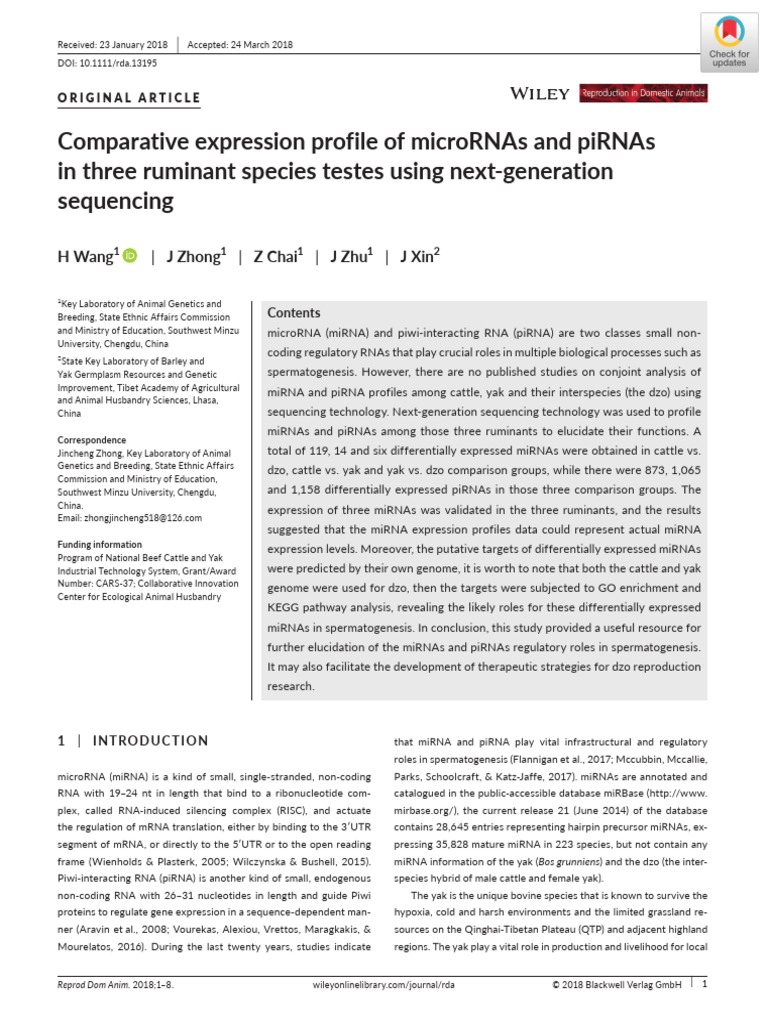 Comparative Expression Profile of microRNAs and piRNAs | PDF | Micro ...