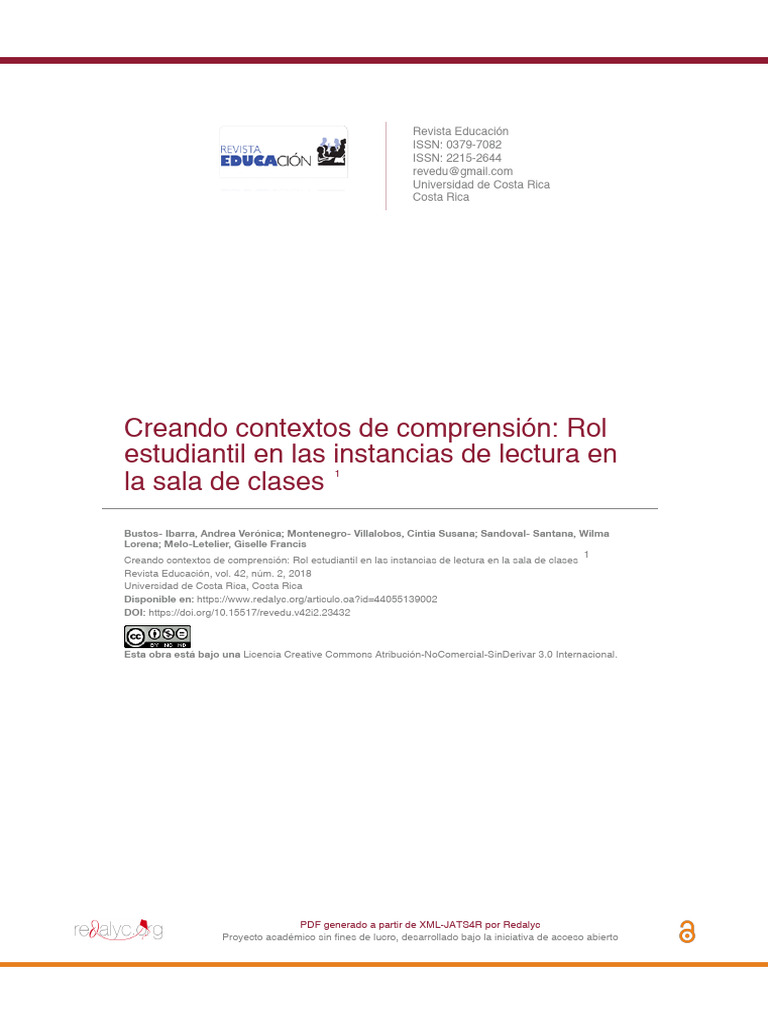 Creando Contextos de Comprensión: Rol Estudiantil en Las Instancias de ...