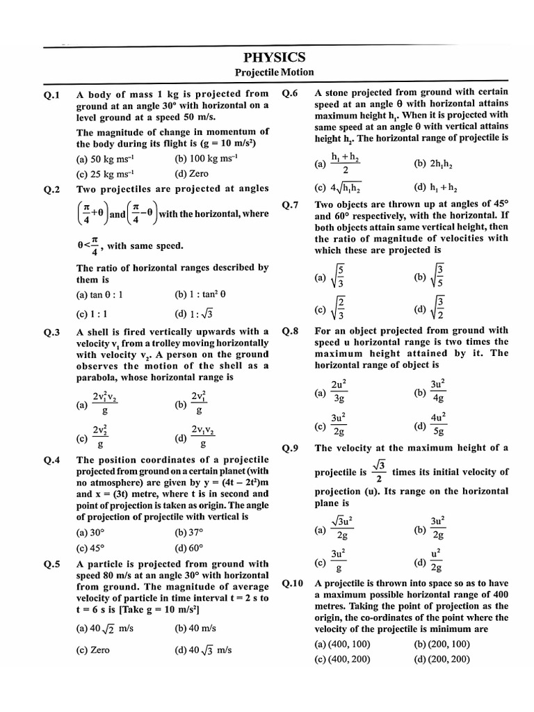 Projectile Motion Pdf