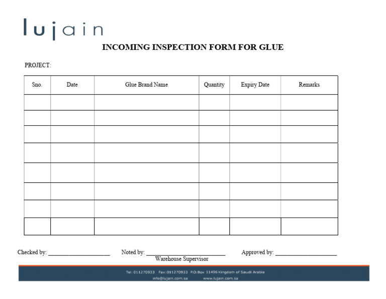 INCOMING INSPECTION FORM FOR GLUE | PDF