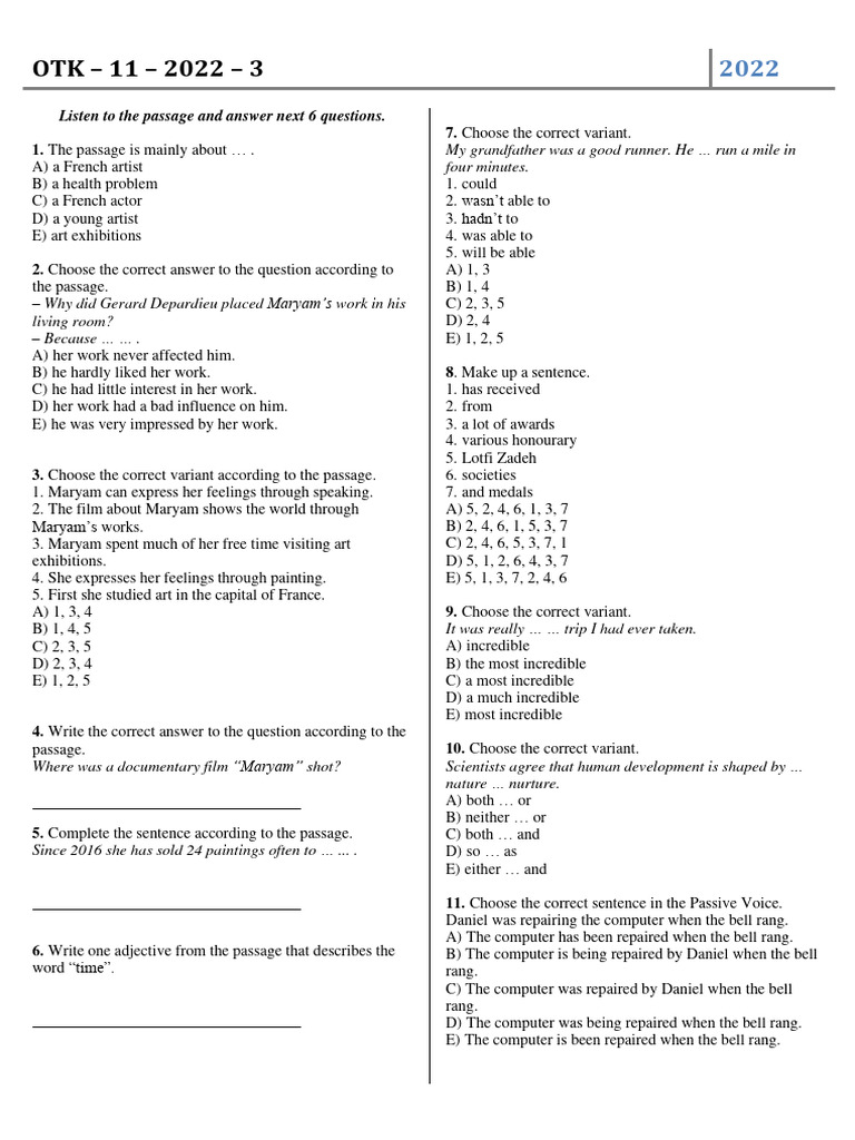 Otk - 11 - 2022 - 3 | PDF | Linguistics | Grammar