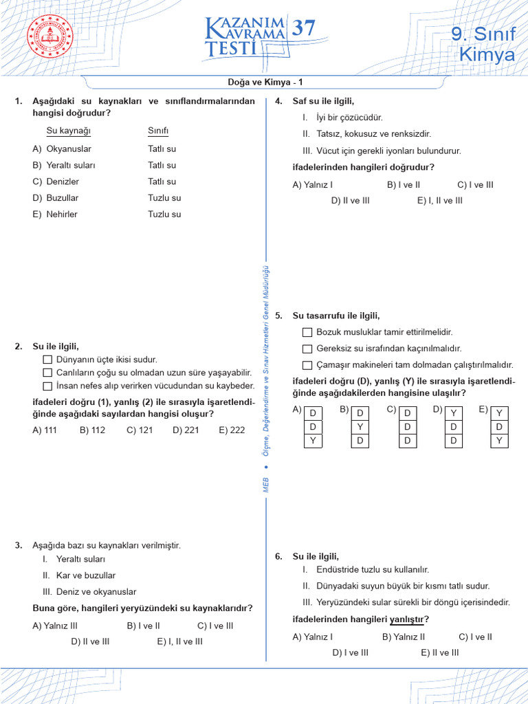 Sınıf 9. Sınıf Kimya Kimya | PDF