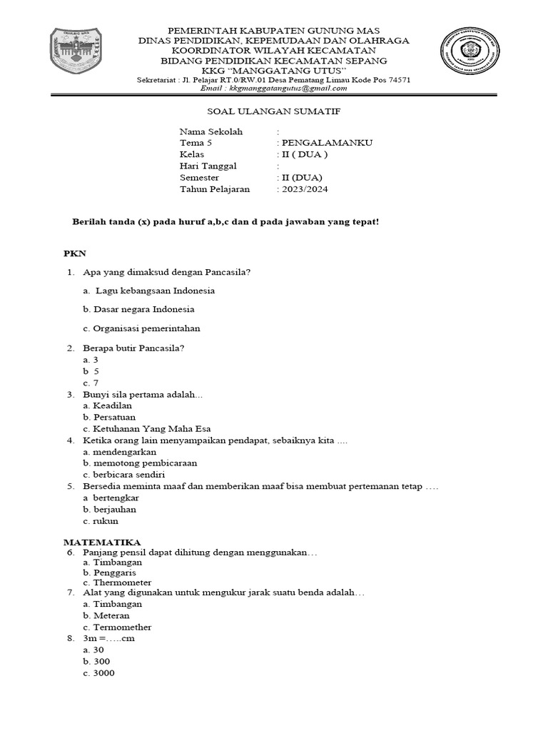 Kelas Ii Tema 5 | PDF