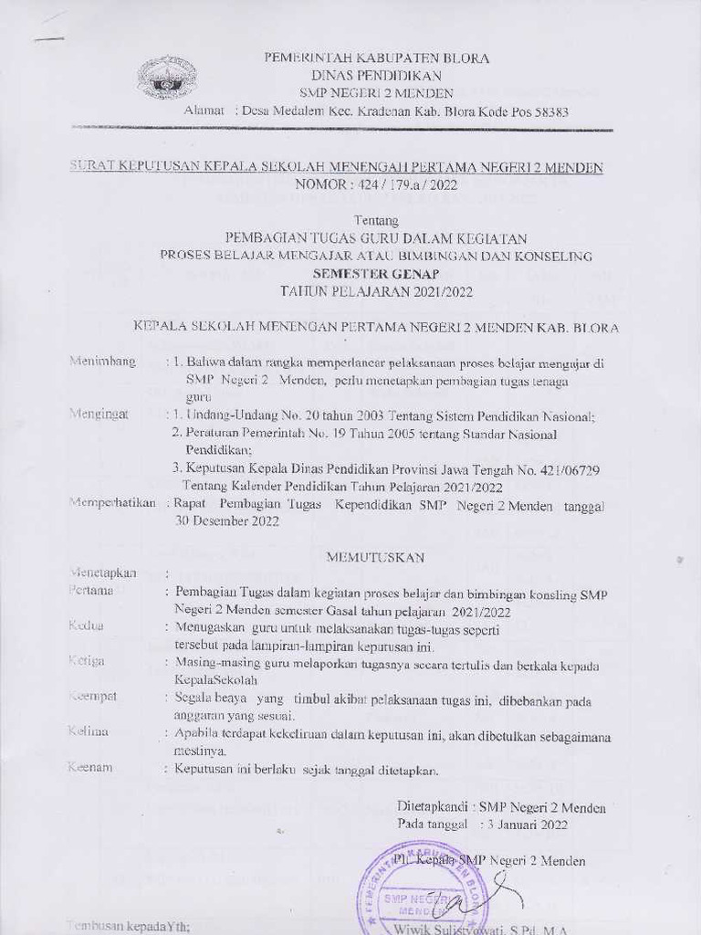 SK MENGAJAR GENAP 202122 | PDF