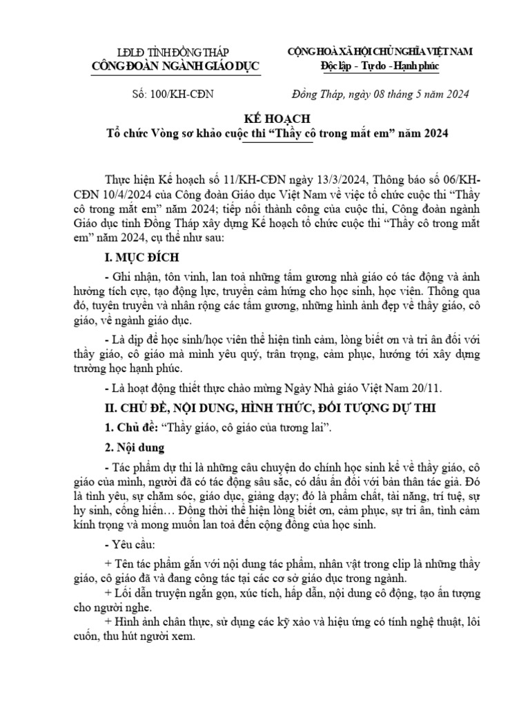 100 KH Vong So Khao Cuoc Thi Thay Co Trong Mat em Nam 2024 | PDF