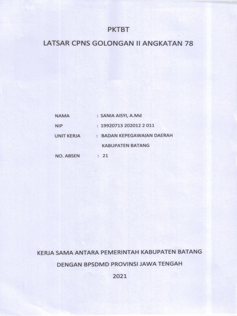 PKTBT Sania Aisyi PDF | PDF