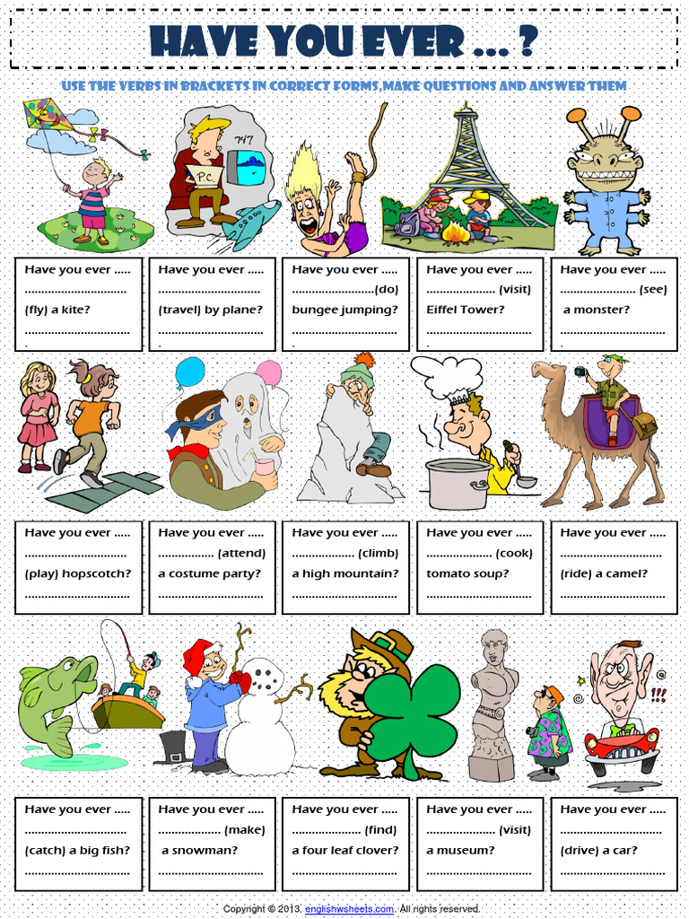Present Perfect Tense Have You Ever Worksheet | PDF | Semantic Units ...