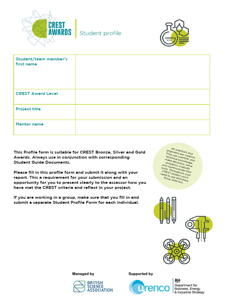 CREST Award Student Profile Form | PDF | Thought | Cognition