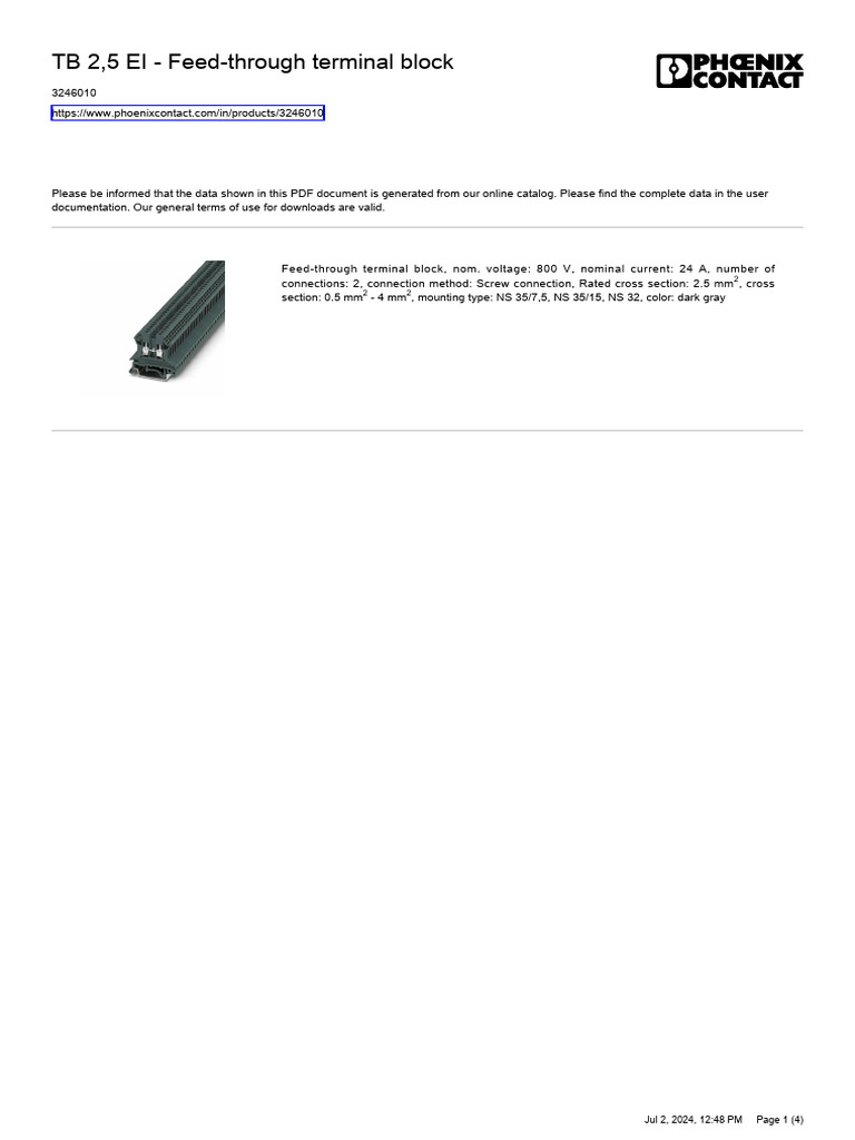 Terminal Blocks Datasheet | PDF | Insulator (Electricity) | Electrical ...