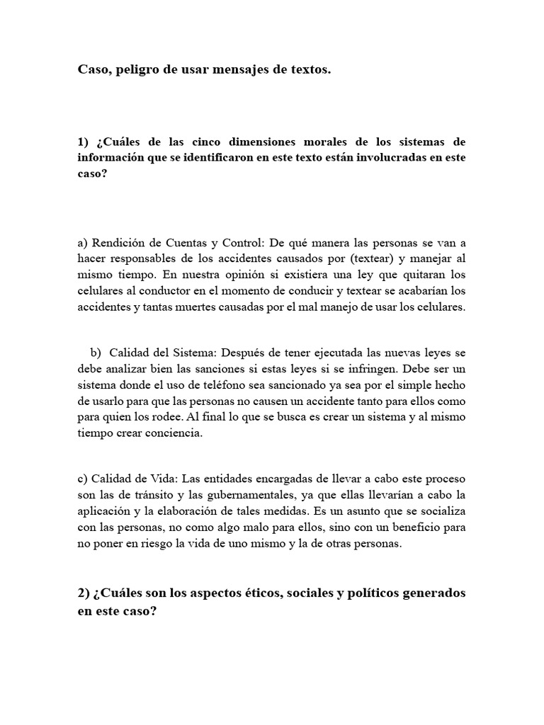 Riesgos de textear al conducir | PDF | Teléfonos móviles | Moralidad