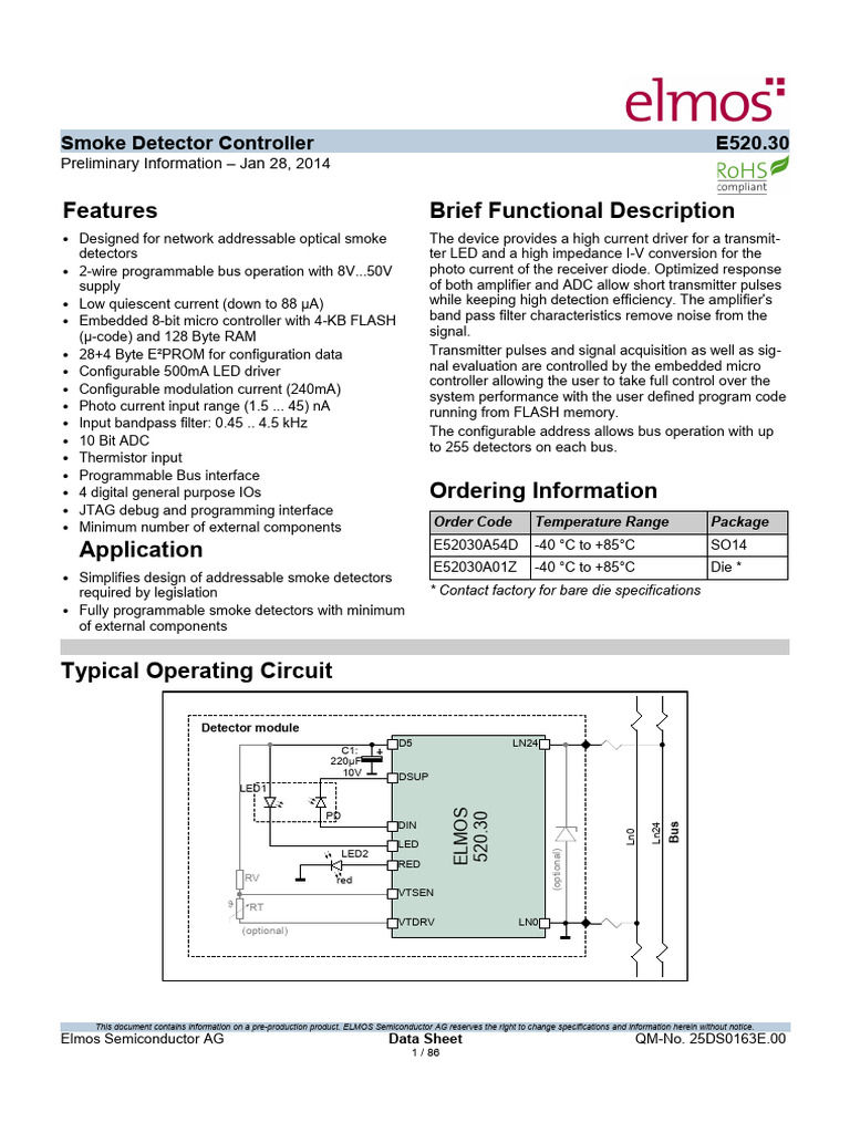 E520.30 Datasheet | PDF | Electrostatic Discharge | Microcontroller