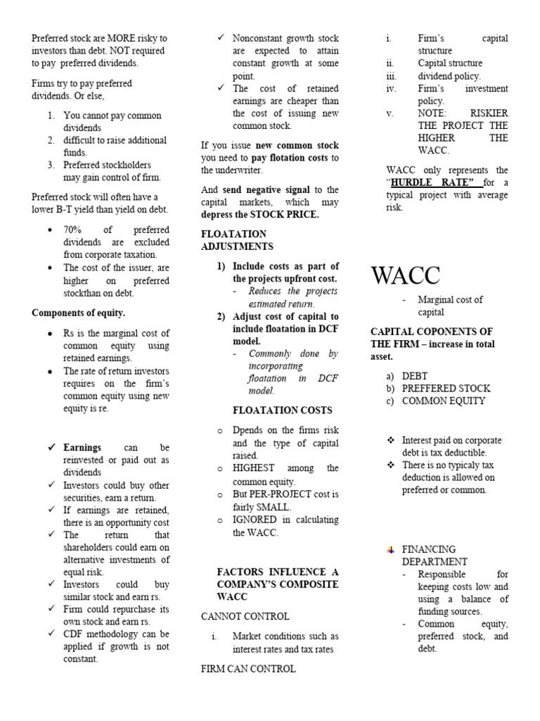 WACC | PDF | Equity (Finance) | Preferred Stock