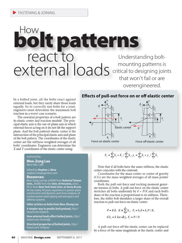 Bolt Patterns - External Loads | PDF | Rotation | Force