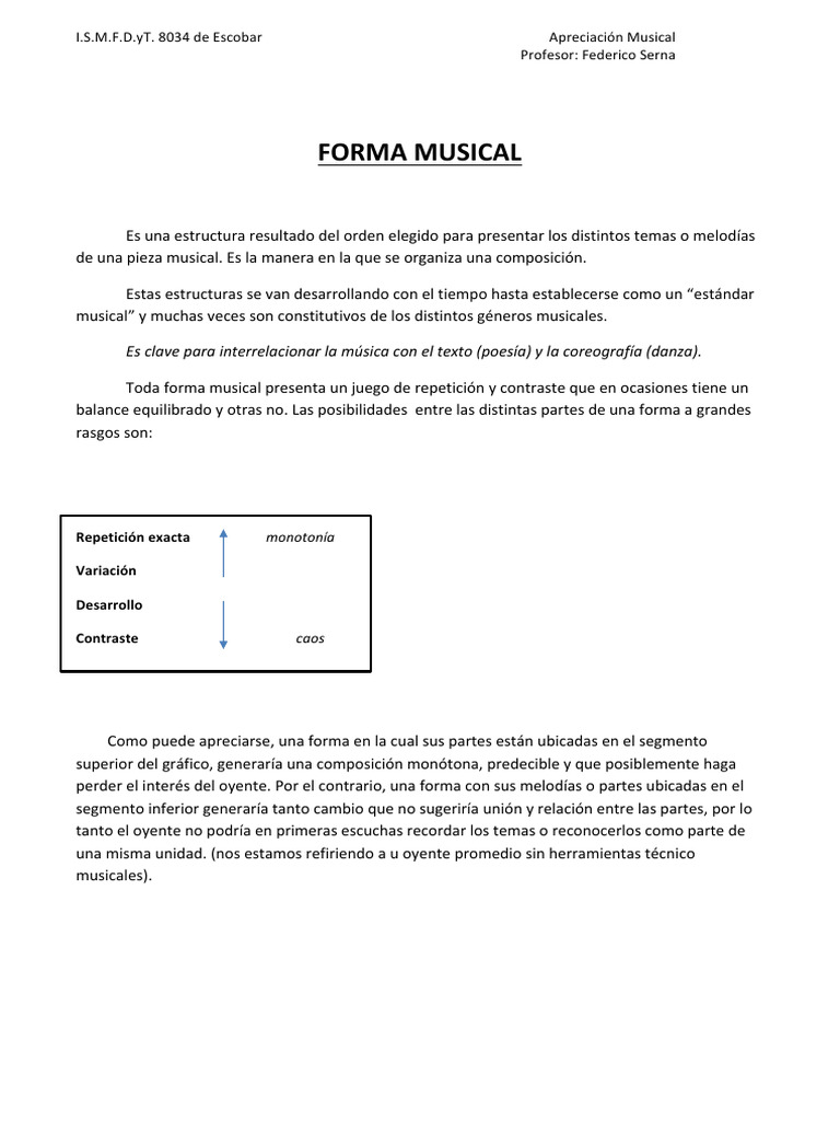 Formas Musicales: Estructuras y Tipos | PDF | Formas musicales ...