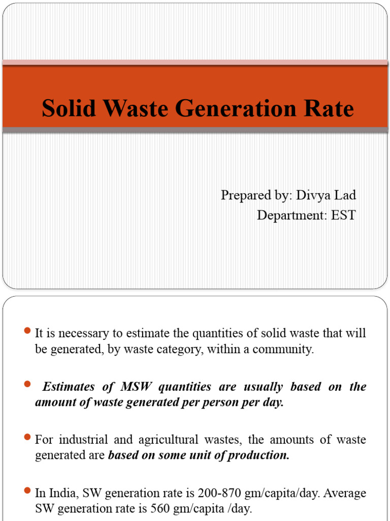 02 SHWM Solid Waste Generation Rate DL | PDF | Waste | Recycling