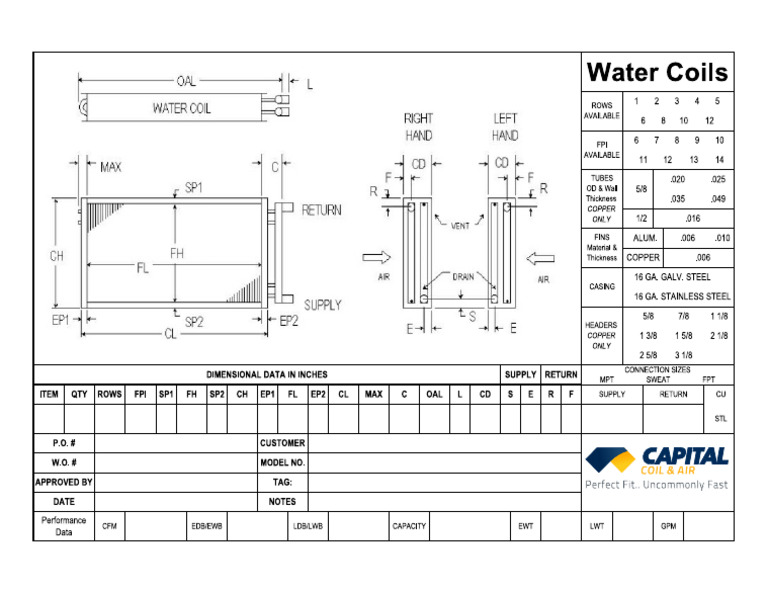 Blank Water Coil Drawing | PDF