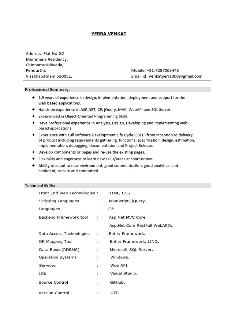 Venkat Resume. | PDF | Entity Framework | Software Development Process