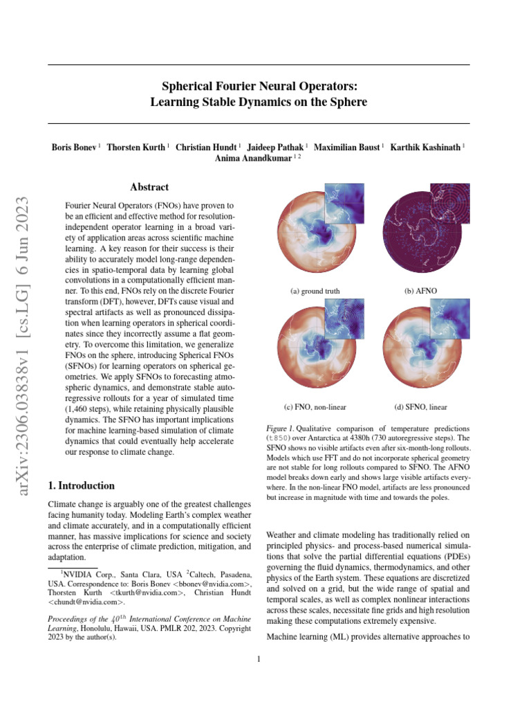 Spherical Fourier Neural Operators - Learning Stable Dynamics On The Sphere | PDF | Fourier ...