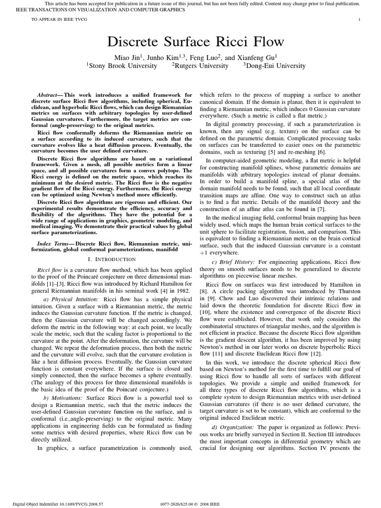 Discrete Surface Ricci Flow Pdf Manifold Curvature
