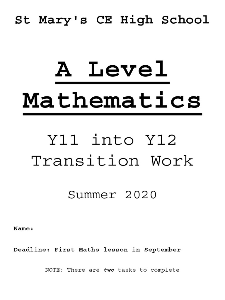 Maths Transition Work | PDF | Quadratic Equation | Factorization