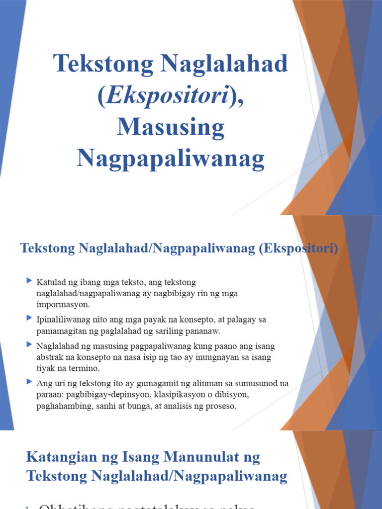 Tekstong Naglalahad (Ekspositori), Masusing Nagpapaliwanag | PDF