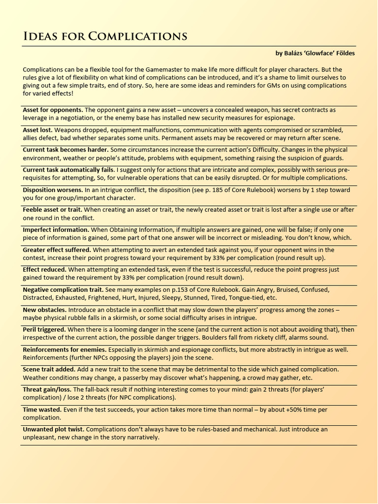 Complication Ideas | PDF