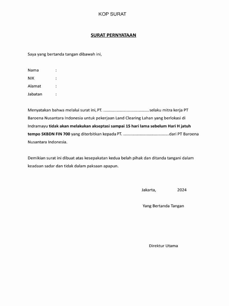 Surat Pernyataan SKBDN | PDF