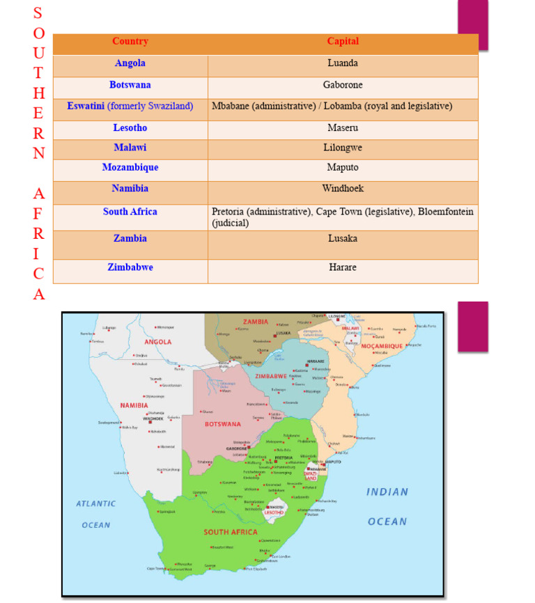 Southern Africa (Countries and Map) | PDF