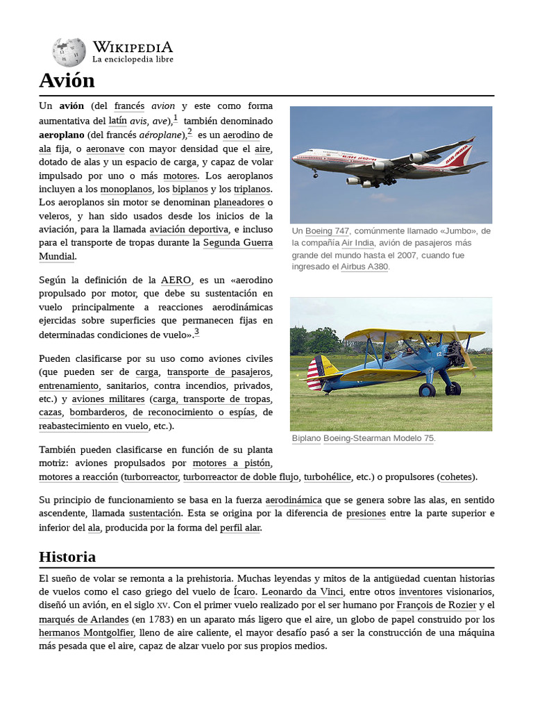 Avión | PDF | Avión | Superficies de control de vuelo