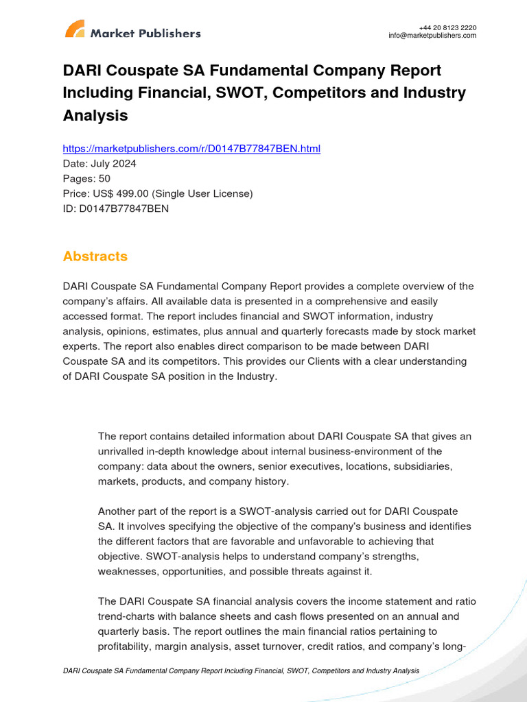 Dari Couspate Sa Swot Analysis Bac | PDF | Swot Analysis | Balance Sheet