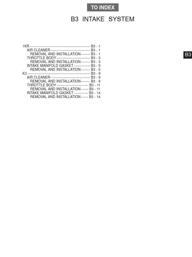 B3 Intake System: To Index | PDF | Throttle | Vacuum Cleaner