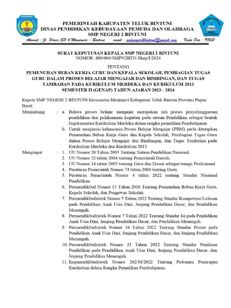 SK PBM Kurmer Genap 2024 Revisi | PDF