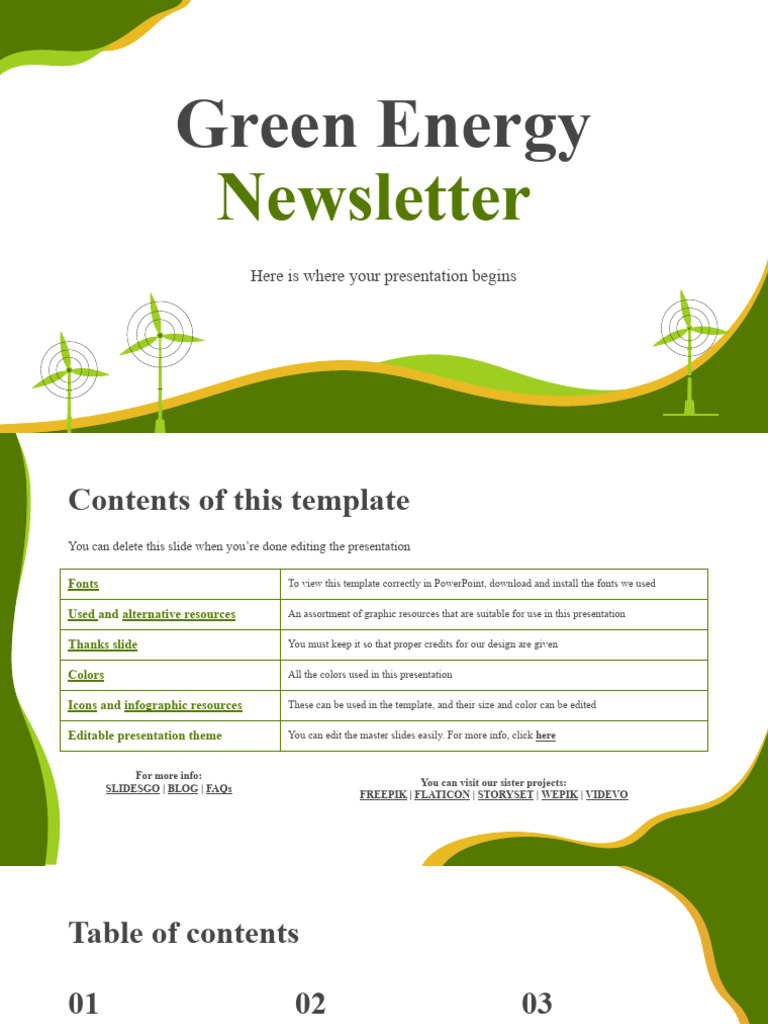 Green Energy Newsletter by Slidesgo | PDF | Social Media | Popular ...